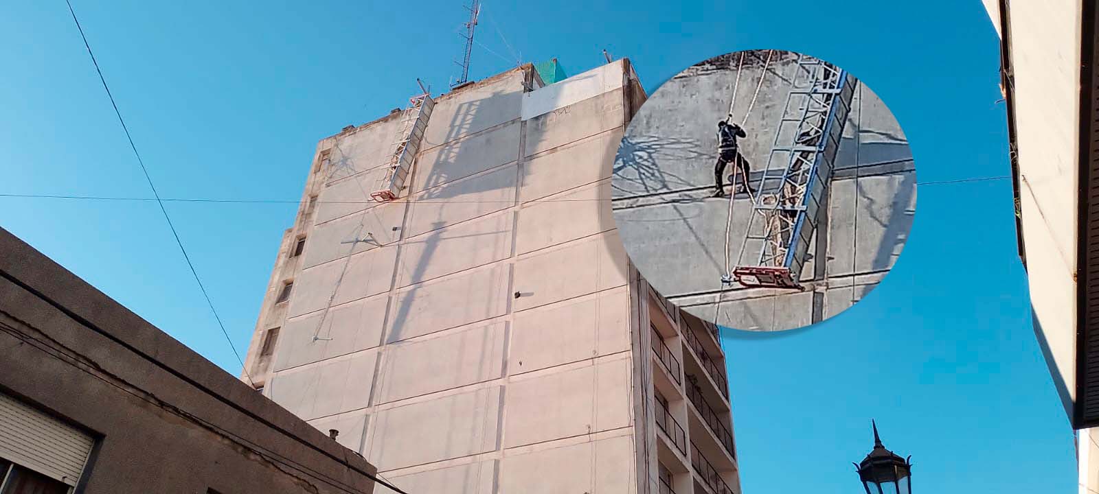 Un colaborador de Martín Ron quedó colgado de lo alto de un edificio al ...
